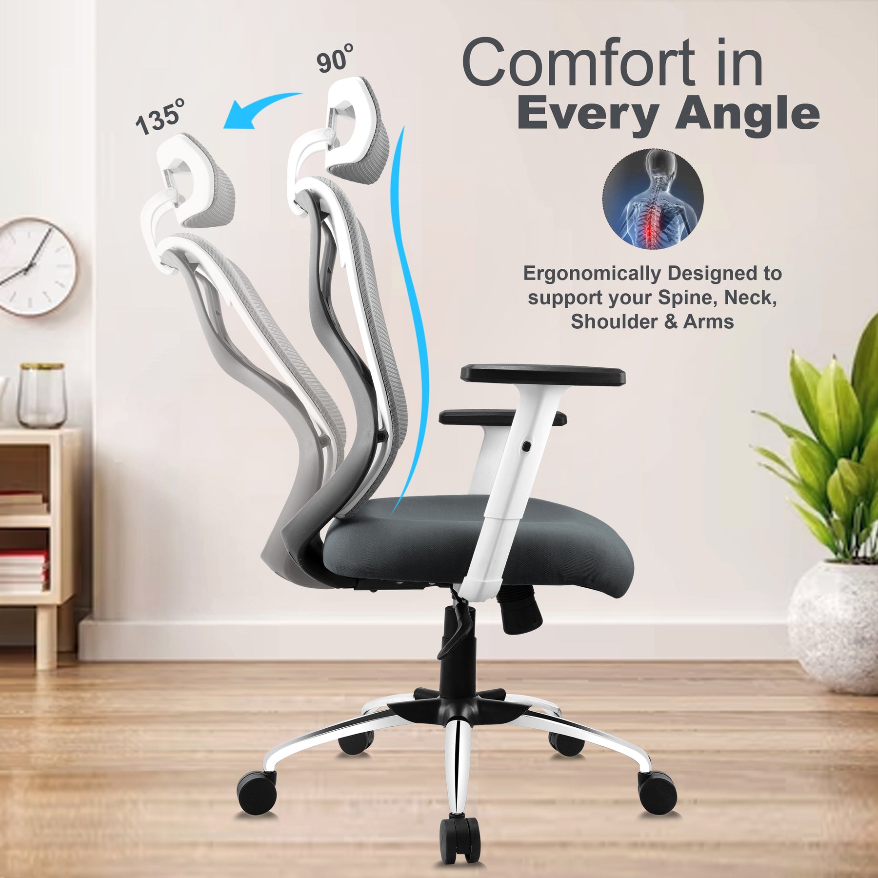 ASTRIDE Ergofit Ergonomic Office Chair for Home | 3-Years Warranty | 2